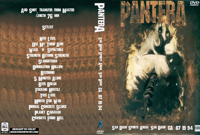 Pantera 1994-07-19 San Diego Sports Arena, San Diego, CA DVD | Rock ...