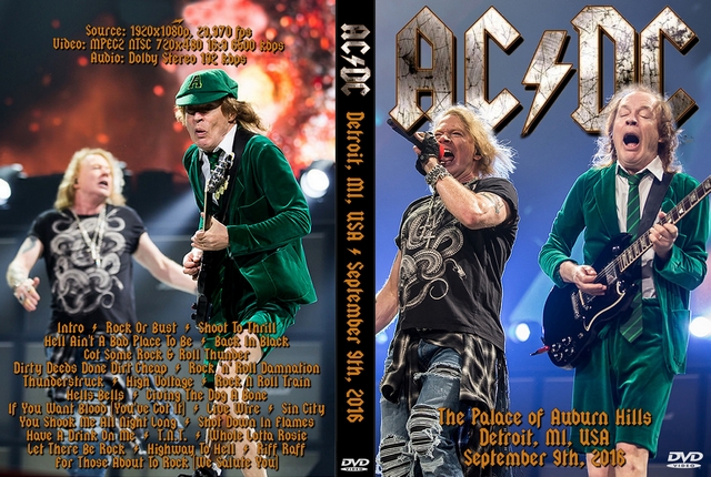 ACDC with Axl 2016-09-09 Palace Of Auburn Hills 2 DVD – Rock Concert DVD's