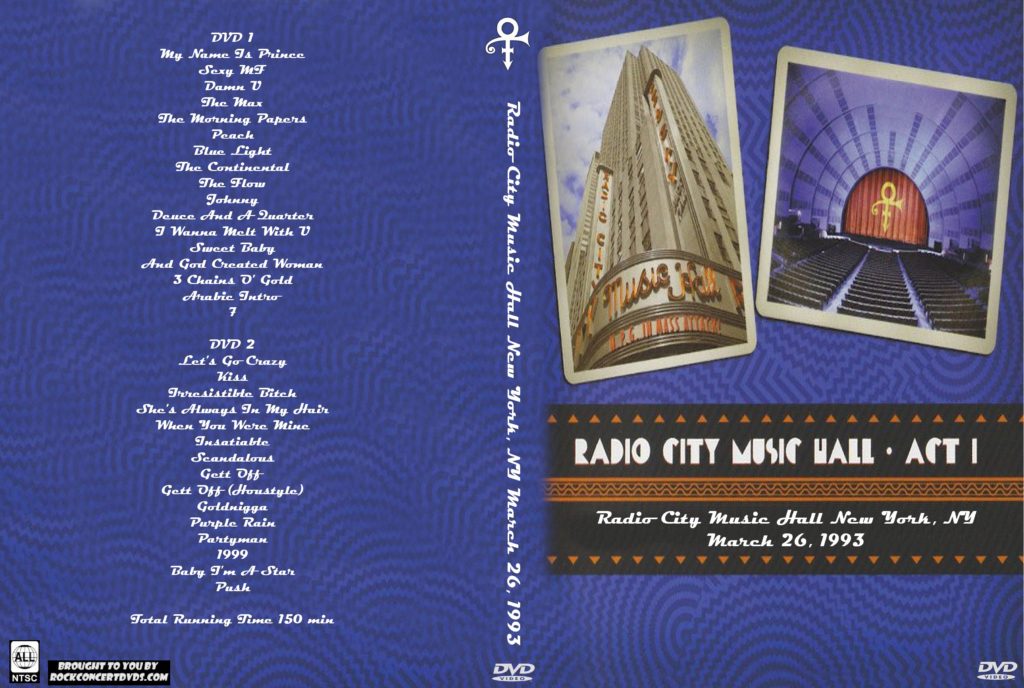 Prince 1993-03-26 Radio City Music Hall New York, NY 2 DVD – Rock ...